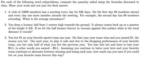 Solved For Each Of The Following Word Subproblems Compute