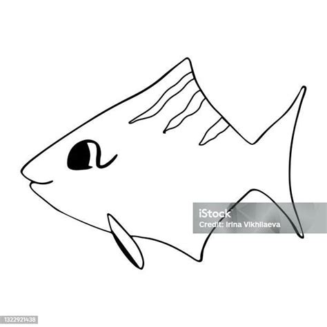 물고기 흑백 윤곽선 만화 스타일의 벡터 이미지입니다 어린이 색칠 공부책 공부에 대한 스톡 벡터 아트 및 기타 이미지 공부 교육 귀여운 Istock