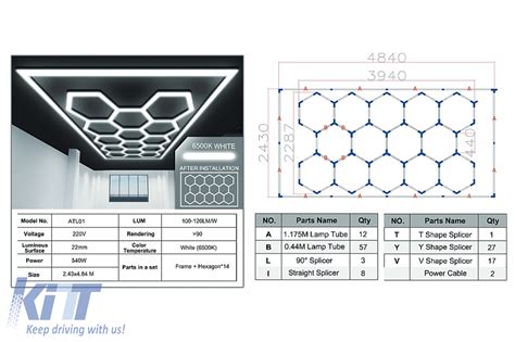 Hexagon Honeycomb Ceiling Light System 394 X 229 M