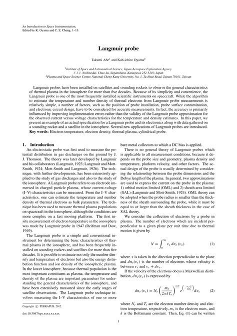 Pdf Langmuir Probe