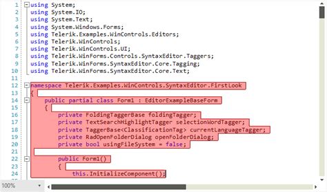 Selection Radsyntaxeditor Telerik Ui For Winforms