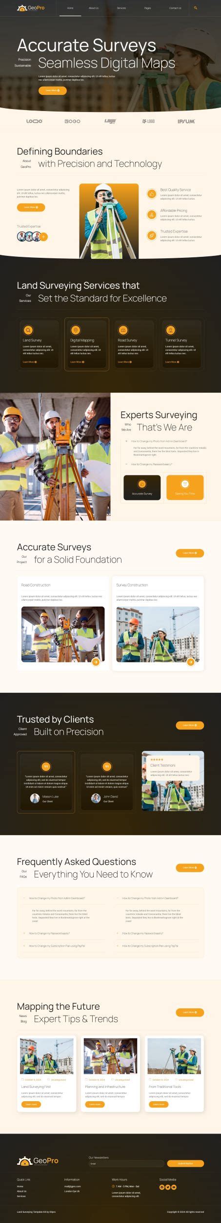 Geopro Land Surveying Digital Mapping Elementor Template Kit By Kitpro