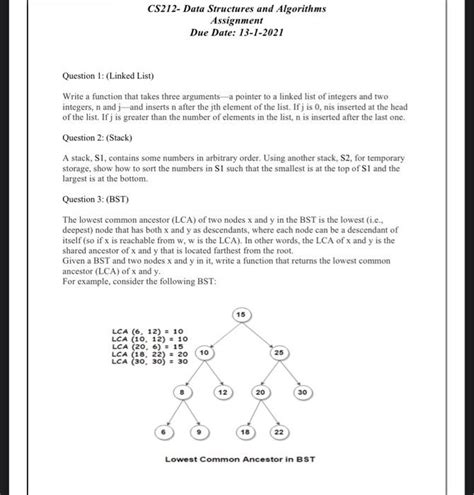 Solved CS212 Data Structures And Algorithms Assignment Due Chegg