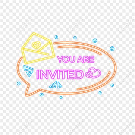 네온 조명 효과 초대 거품 일러스트 프레임 리본 빛저장장보기 Png 일러스트 무료 다운로드 Lovepik