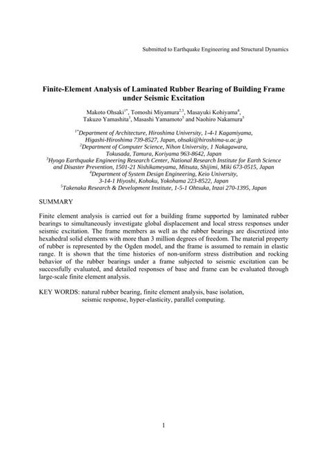 Pdf Finite Element Analysis Of Laminated Rubber Submitted To Pdf Finite Element Analysis Of Laminated Rubber Submitted To