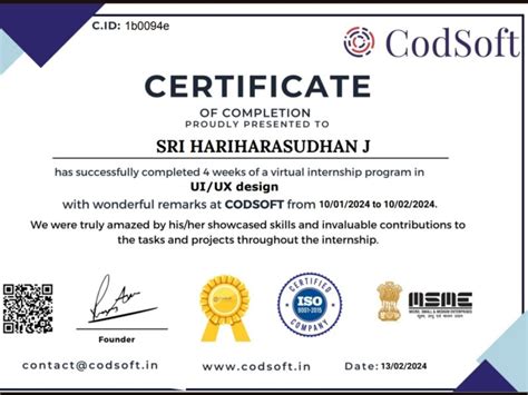 Hari Harasudhan On Linkedin Uiux Internshipcompletion Codsoftexperience