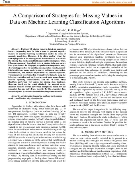 pdf a comparison of strategies for missing values in data on machine