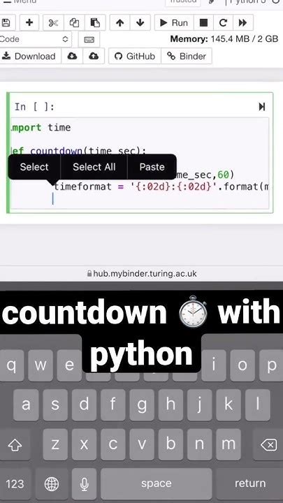 Shorts Short Simple Countdown Timer With Python 🐍 Python Fyp Viral Coding Youtube