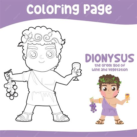 컬러링 워크시트 고대 그리스 신화 그리스 신의 주제 요소 컬러링 페이지 활동 프리미엄 벡터