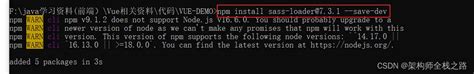 成功解决node、node sass和sass loader版本冲突问题、不需要降低node版本。如何在vue项目中安装node sass