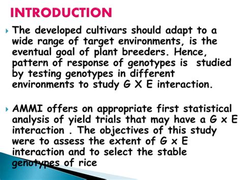 Stability Analysis And G E Interactions In Plants PPTX