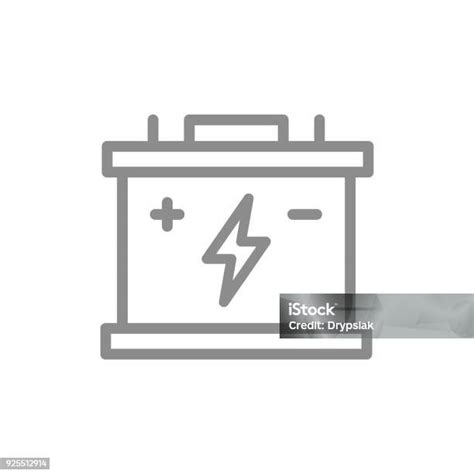 간단한 자동차 배터리 누 산 기 라인 아이콘입니다 기호와 기호 벡터 일러스트 레이 션 디자인 흰색 배경에 고립 검은색에 대한