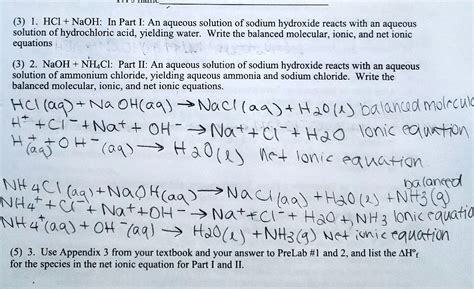 Solved 3 Hci Naoh In Part I An Aqueous Solution Of Sodium