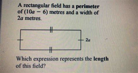 Solved A Rectangular Field Has A Perimeter Of A Metres And A Width Of A Metres Which
