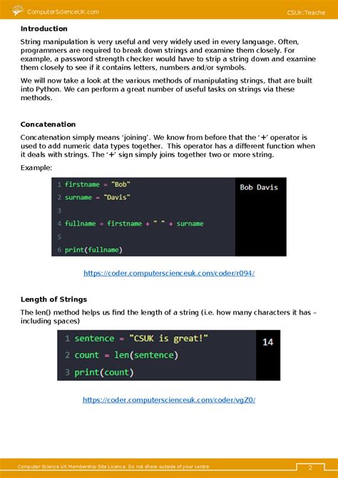 Task 4 String Manipulation Procedural Pytho 2 R Computer Science Uk Membership Site Licence
