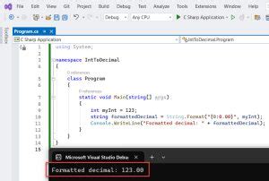 How To Convert Int To Decimal With 2 Places In C 3 Methods AspDotnetHelp Com