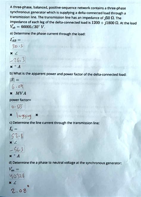 a three phase balanced positive sequence network contains a three