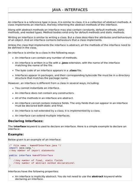 java interfaces pdf class computer programming method