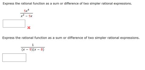Solved Express The Rational Function As A Sum Or Difference Chegg Com