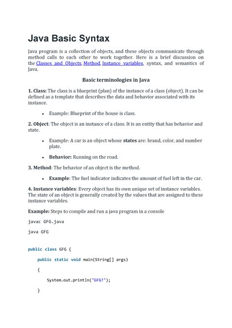 Java Basic Syntax Java Basic Syntax Java Program Is A Collection Of