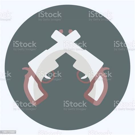 아이콘 두 총 와일드 웨스트 기호에 적합합니다 플랫 스타일 편집 가능한 간단한 디자인 디자인 템플릿 벡터 간단한 기호 그림