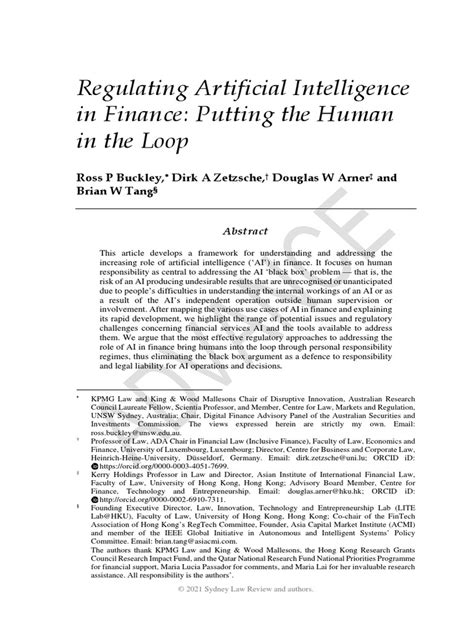 regulating artificial intelligence in finance putting the human in the