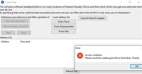 Code Filter Exception Access Violation · Issue 1721 · Cheat Enginecheat Engine · Github