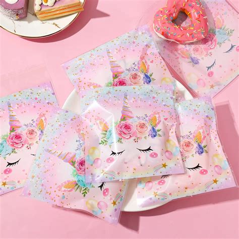 Badu Bg 50 БР Чанта за подарък за парти с еднорог Декорация за парти за рожден ден Чанти за