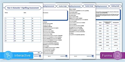 Year 6 Semester 1 Spelling Assessment Teacher Made