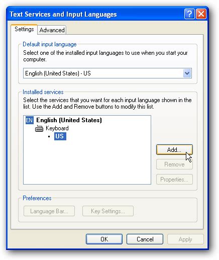 Add Keyboard Languages To XP Vista And Windows