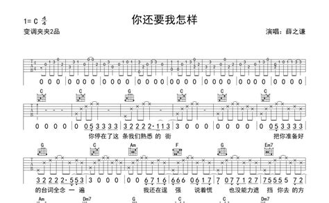 薛之谦你还要我怎样吉他谱 C调吉他弹唱谱 打谱啦