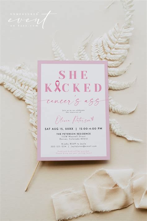 Cancer Remission Invitation Template Breast Cancer Remission Etsy