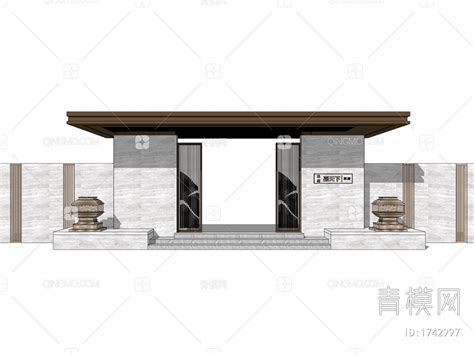 示范区展示区小区入口大门SU模型 SU8 0新中式无有示范区展示区小区入口大门SU模型下载 ID1742997 免费SU模型库 青模SU模型网