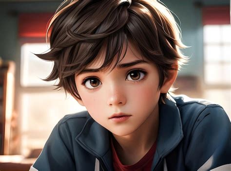 Premium Photo Portrait Of Boy Looking At Camera Ai Generated