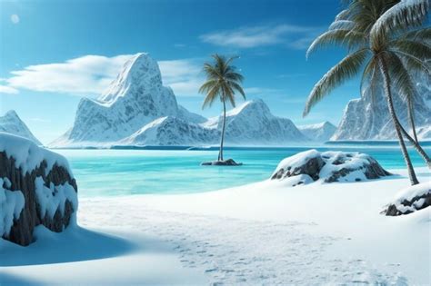 Premium Photo Frozen Beach Scene In Winter