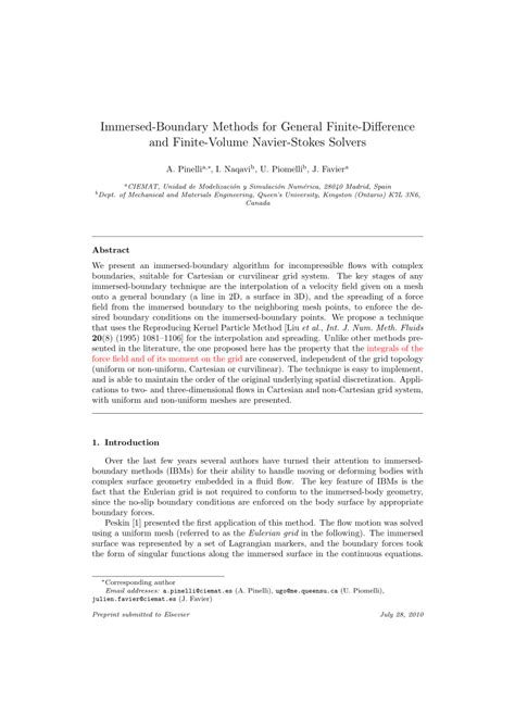 Pdf Immersed Boundary Method For Generalised Finite Volume And Finite