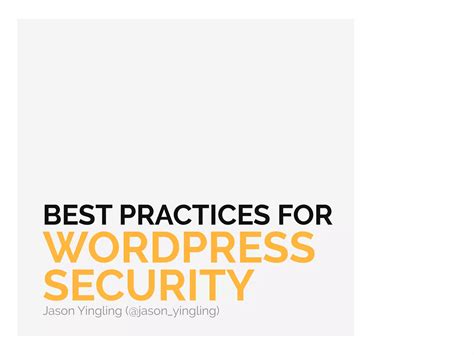 Wordpress Security Best Practices Pdf