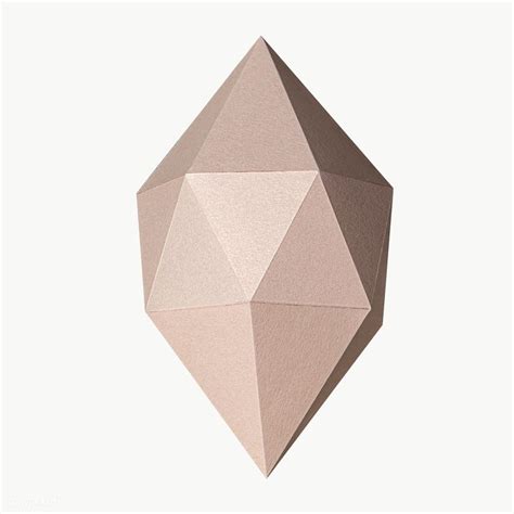 3d Pink Octahedral Polyhedron Paper Craft Design Element