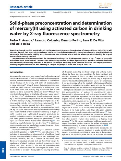 Pdf Solid Phase Preconcentration And Determination Of Mercuryii Using Activated Carbon In