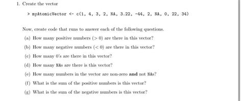 Solved 1 Create The Vector Myatomicvector