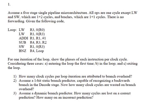 Solved 1 Assume A Five Stage Single Pipeline