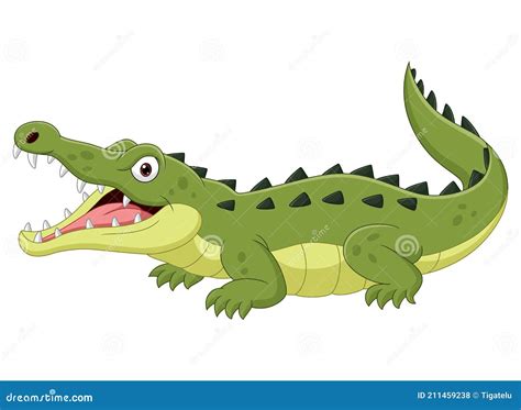 Cocodrilo De Dibujos Animados Aislado Sobre Fondo Blanco Ilustración