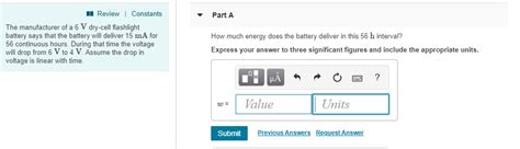 solved review constants part a the manufacturer of a 6 v