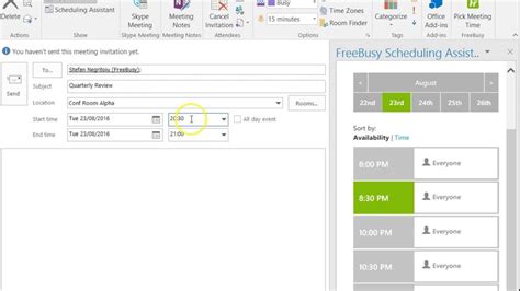 FreeBusy Outlook Add In Pick Meeting Time YouTube