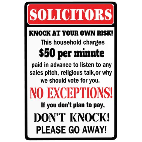 Funny No Soliciting Signs For House Door Yard Solicitors