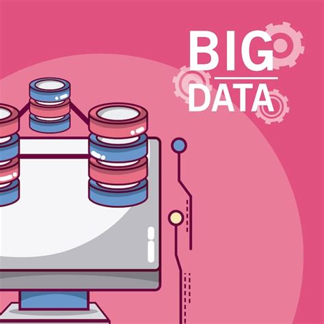 Gran Computadora De Datos Con Almacenamiento Vector Premium