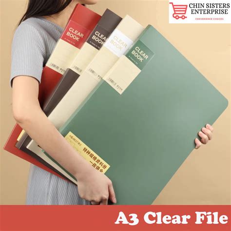 A3 Clear File 20 40 60 Pockets KOBEST Quality File Folder Holder Book Stationary Art Drawing