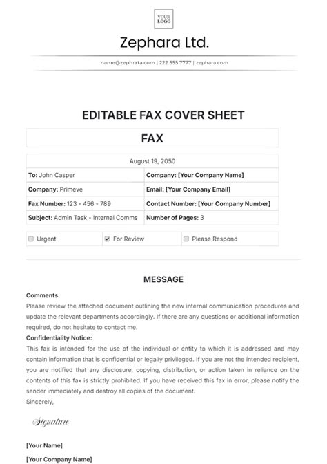 free fax templates to edit online