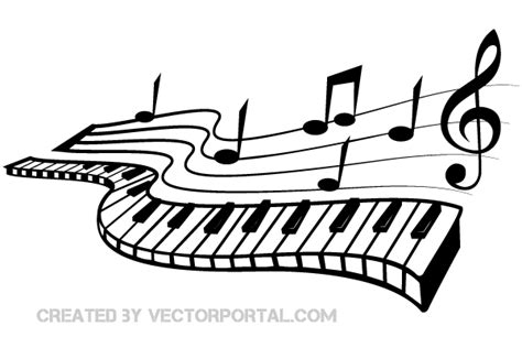 Keyboard And Music Notes Vector Image Free Vector Download Desenhos