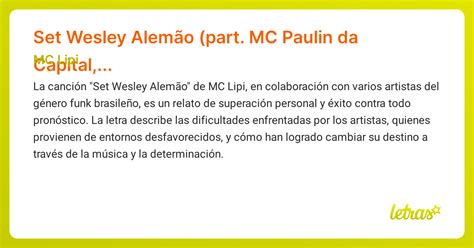 Significado De La Canción Set Wesley Alemão Part Mc Paulin Da Capital